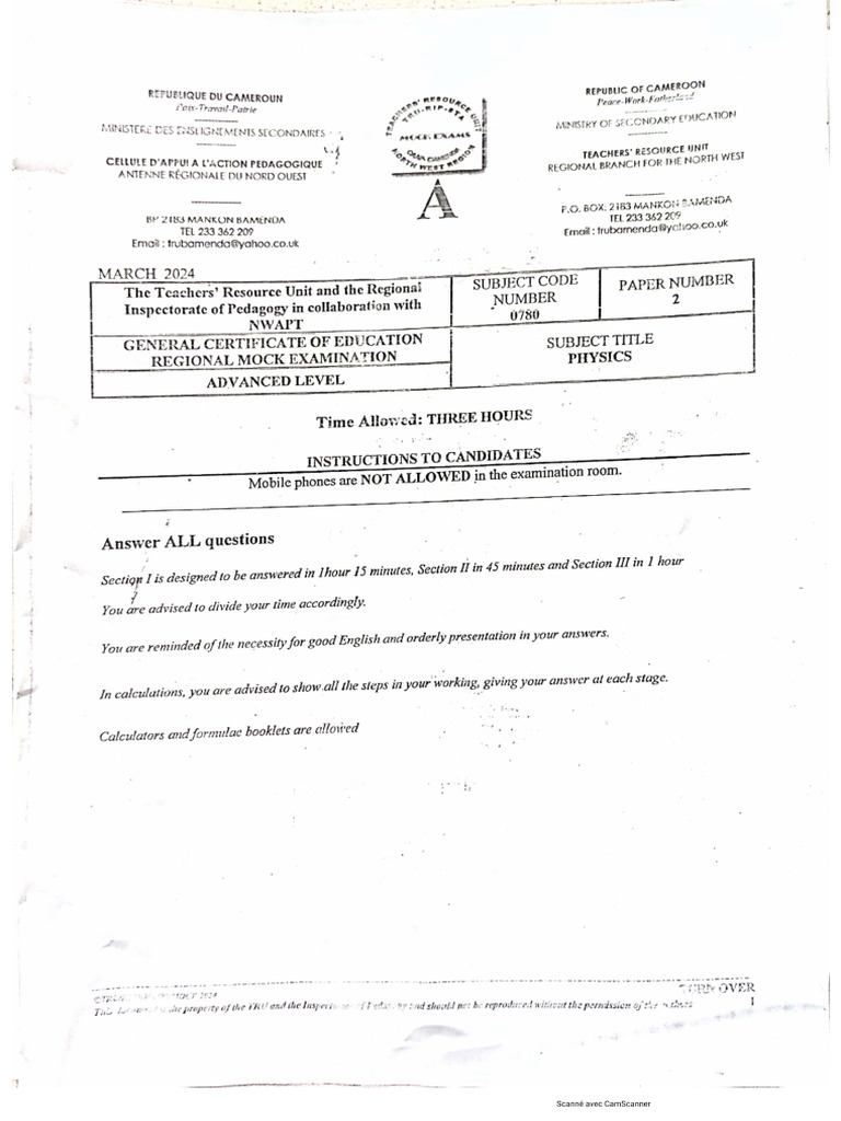 NW MOCK 2024 Phy P2 A - Level | PDF