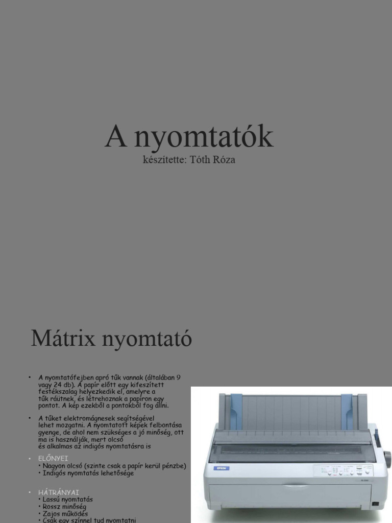 A Nyomtatók | PDF