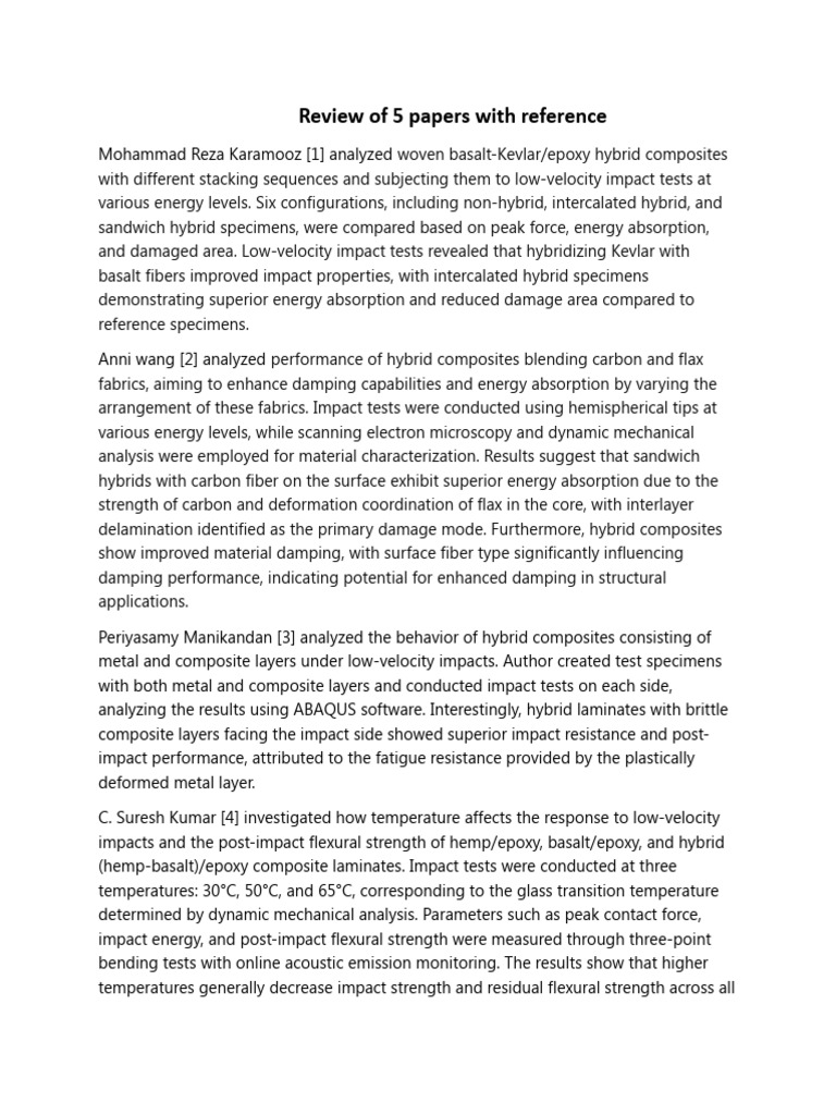 Review of 5 Papers With Reference | PDF | Composite Material | Strength ...