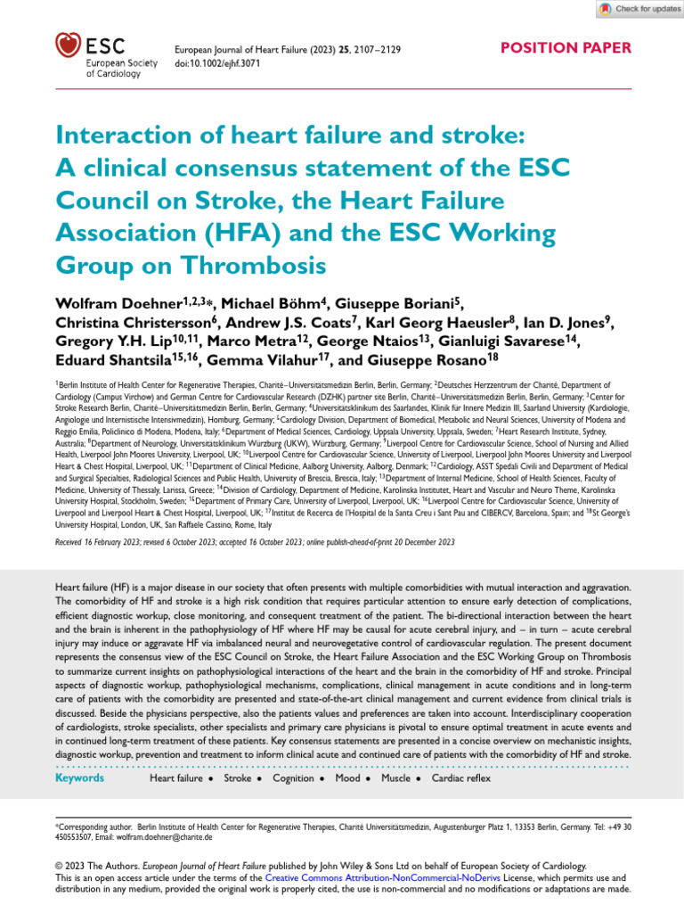 European J of Heart Fail 2023 Doehner Interaction of Heart Failure ...