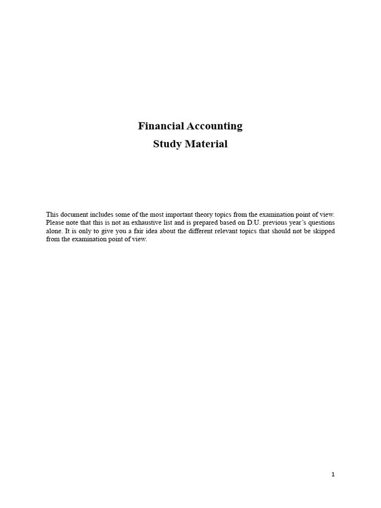Financial Accounting Study Material - Customised by Prof. Nimisha | PDF ...
