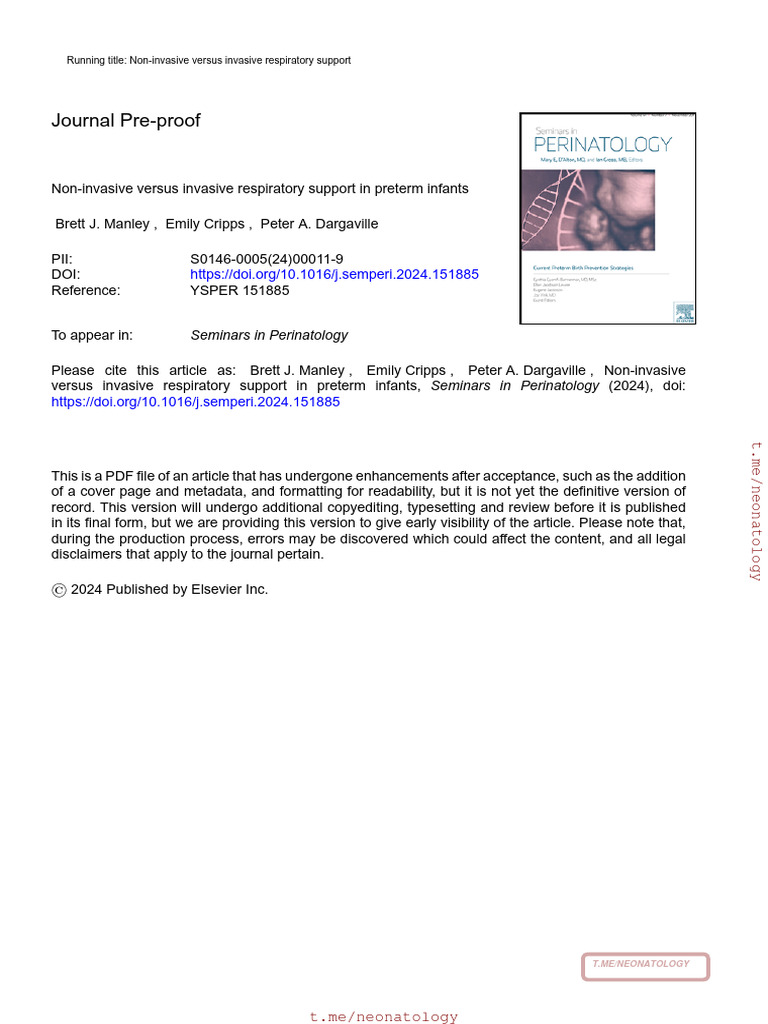 Non-invasive vs Invasive Respiratory Support | PDF | Preterm Birth ...