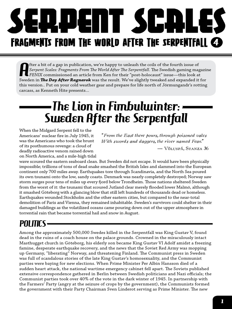 Savage Worlds - The Day After Ragnarok - Serpent Scales 4 - The Lion in ...