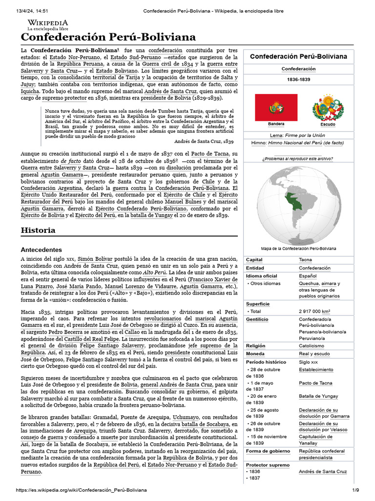 Confederación Perú Boliviana | PDF | Comunidad andina | Bolivia