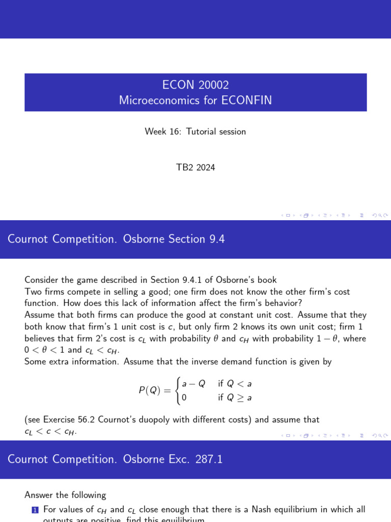 Week 16-Tutorial - Slides | PDF | Economics | Microeconomics