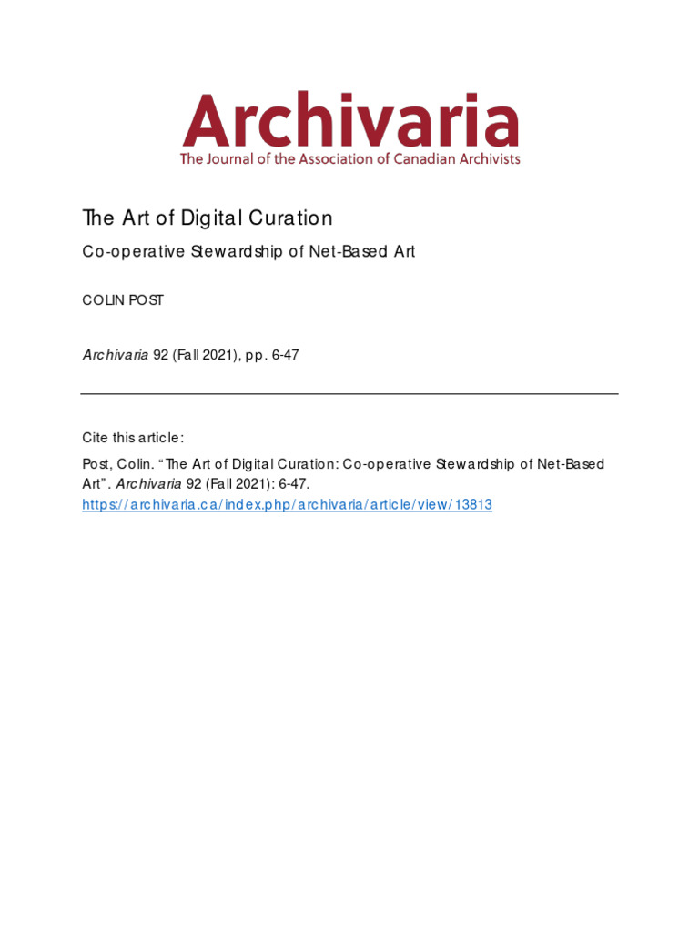 post-2021-art-of-digital-curation-final | PDF | Curator | Archivist