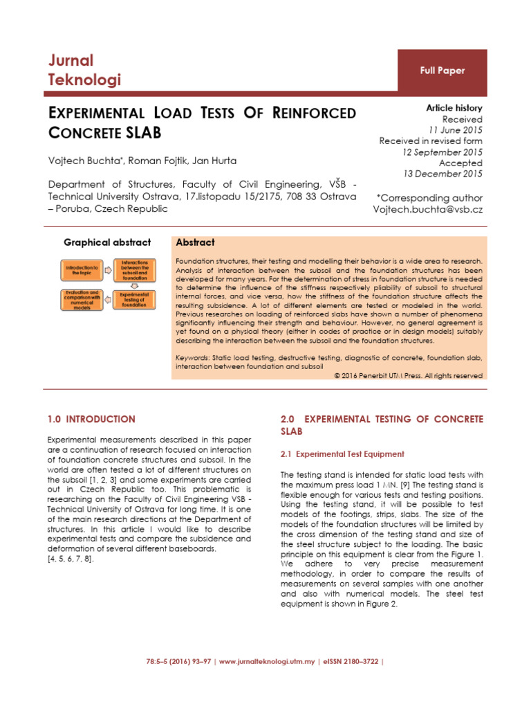 Experimental Load Tests of Reinforced Concrete Slab | PDF | Deformation ...