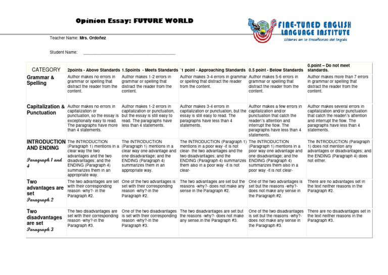 Opinion Essay RUBRIC | PDF | Writing | Human Communication