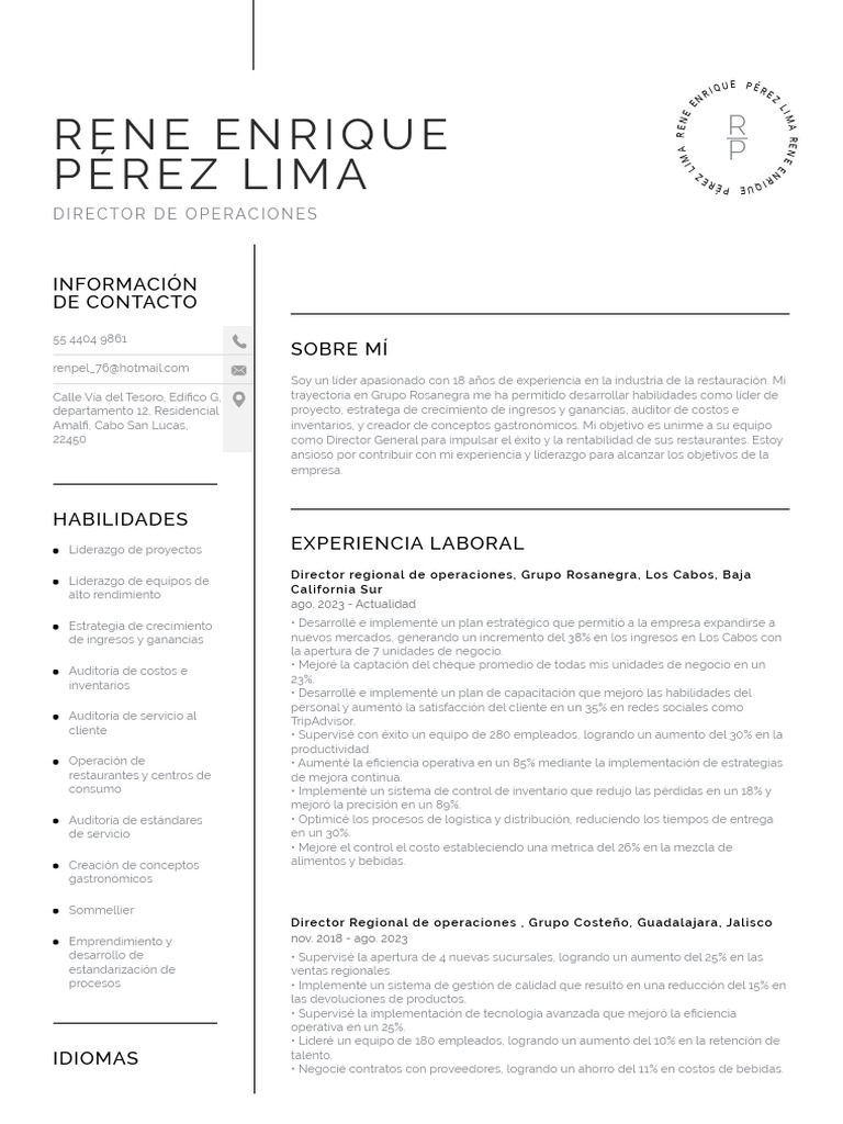 Director de Operaciones en Restauración | PDF | Hotel | Logística