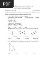 MATHEMATICS EXAM GRADE 9 multiple choice | PDF