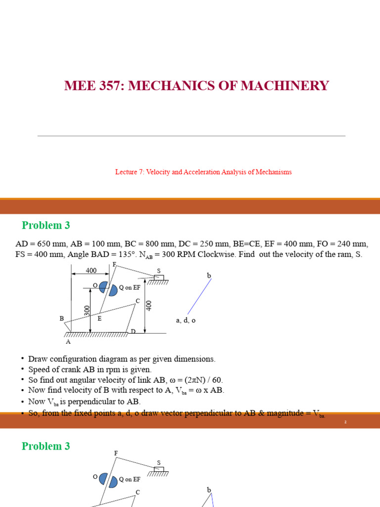 Lec 6 Velocity and Acceleration Analysis of Mechanisms | PDF ... Lec 6 Velocity and Acceleration Analysis of Mechanisms | PDF ...