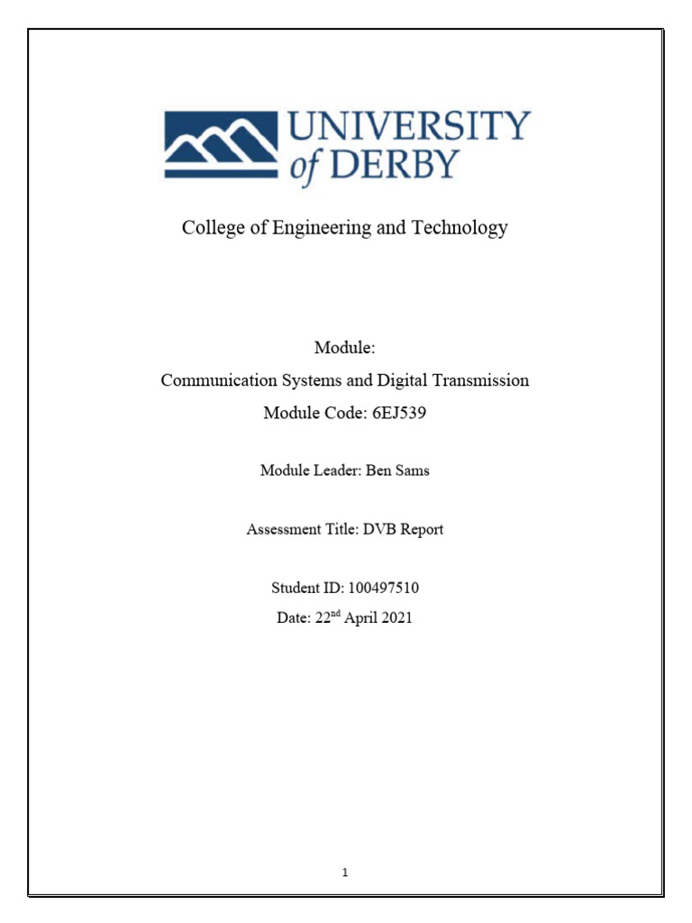 DVB Project_v2 | PDF | Orthogonal Frequency Division Multiplexing ...