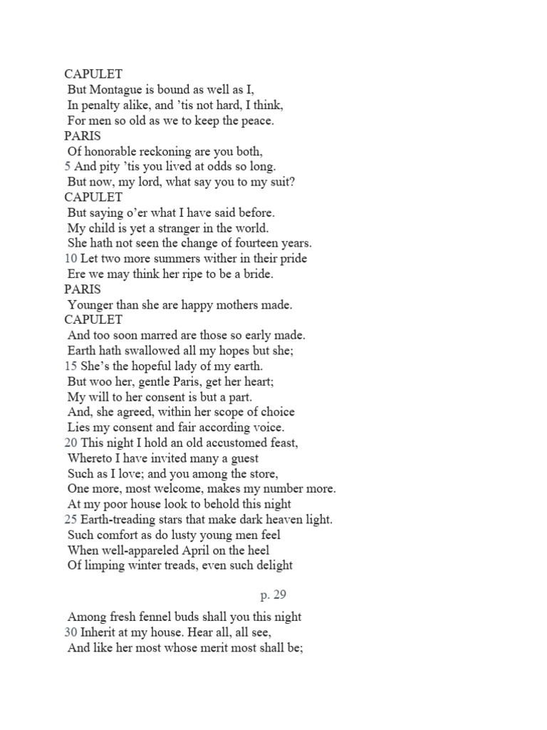 Romeo and Juliet Act 1 Scene 2 | PDF | Characters In Romeo And Juliet ...