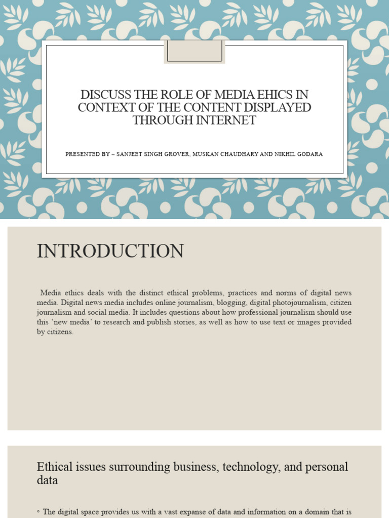 The Role of Media Ethics | PDF | Journalism | Human Communication