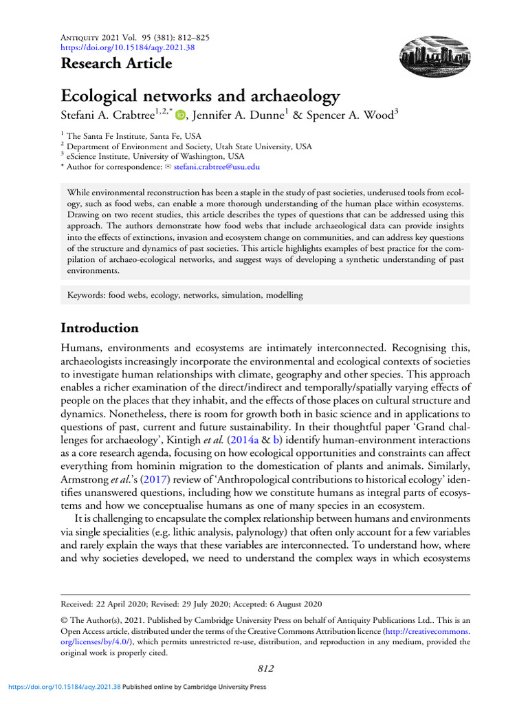 Ecological Networks and Archaeology | PDF | Food Web | Ecology