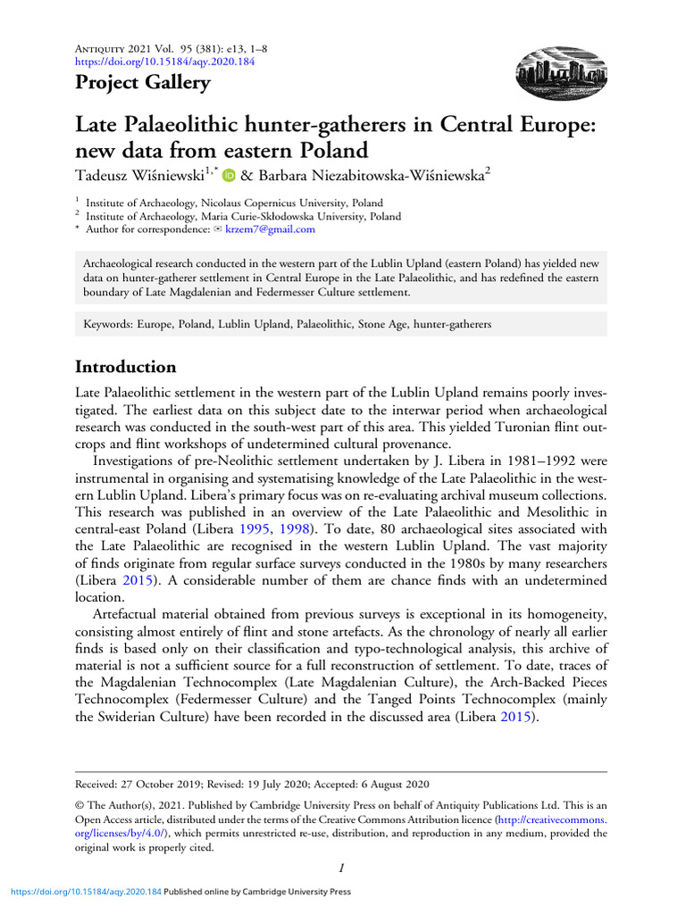 Late Palaeolithic Settlements in Poland | PDF | Paleolithic | Stone Age