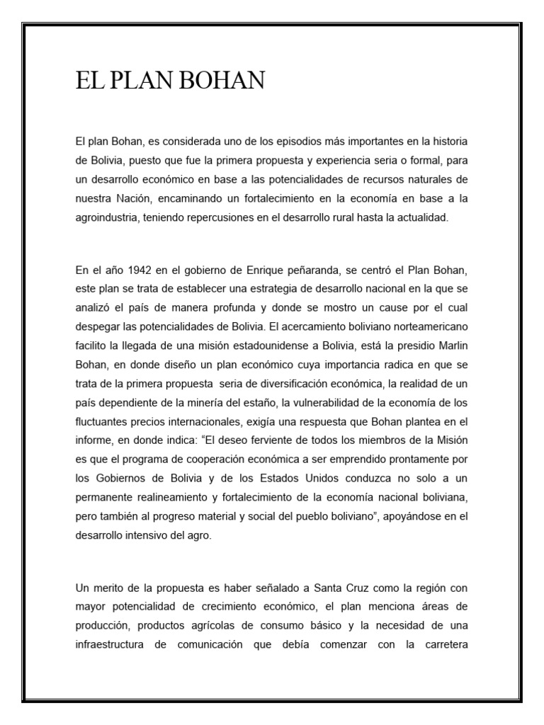 El Plan Bohan | PDF | Bolivia | Agronegocios