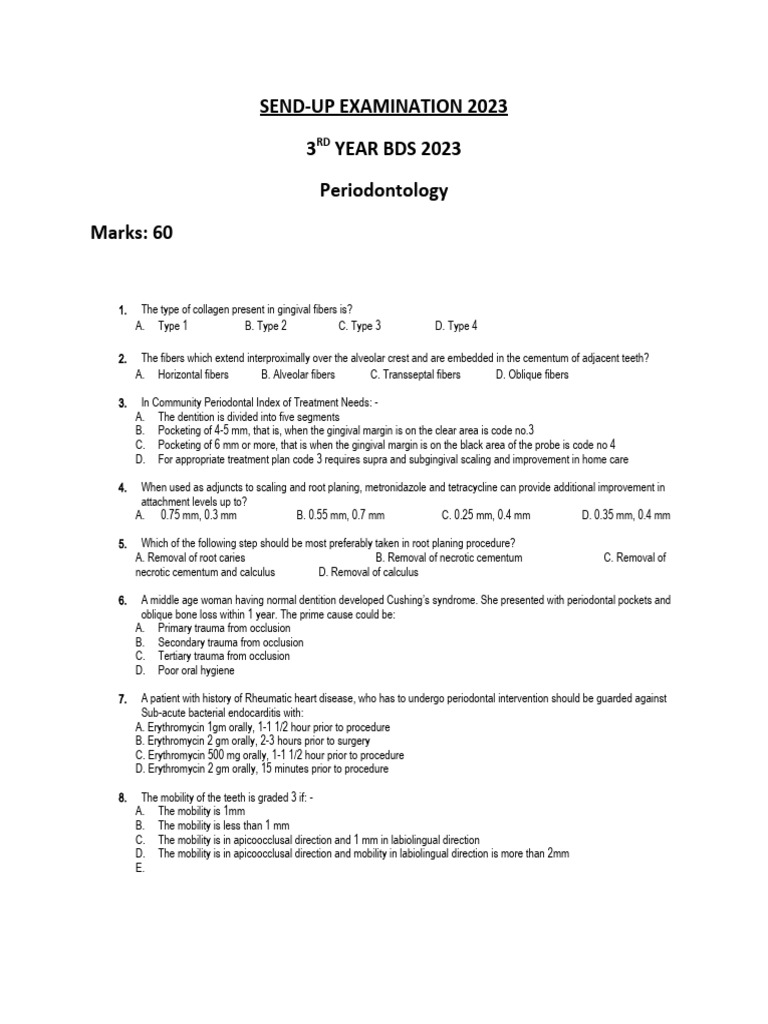 PERIOSEND-UP MCQs 6 Oct 2023 | PDF | Periodontology | Dentistry