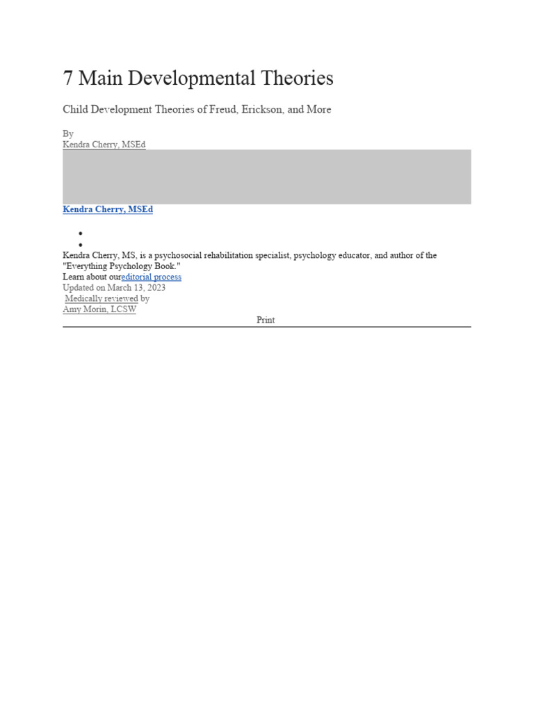 7 Main Developmental Theories 1 - 113532 | PDF | Attachment Theory ...