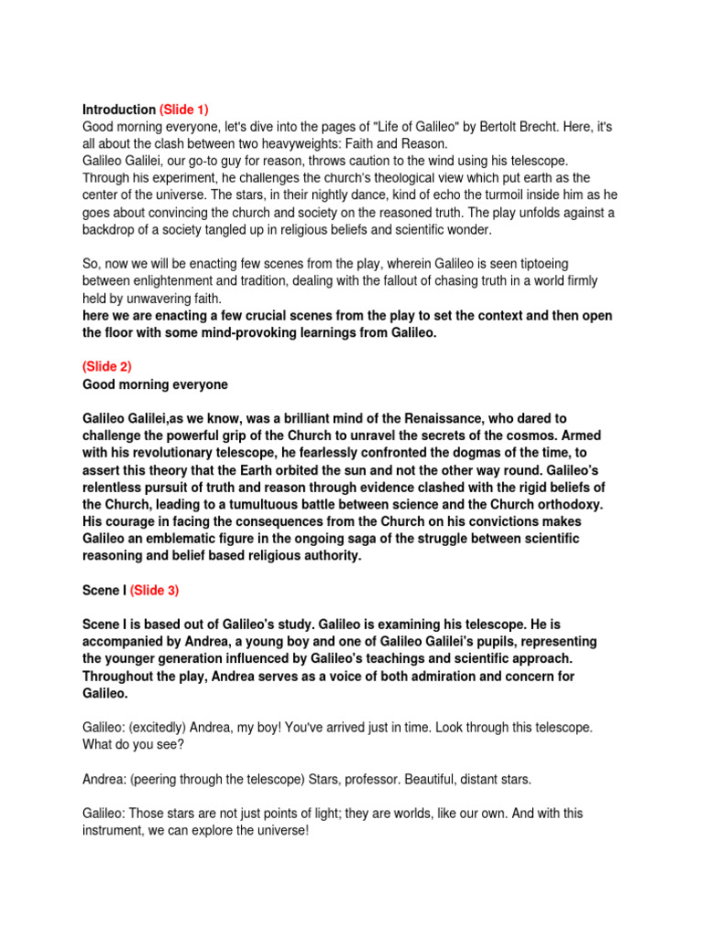 Galileo play | PDF | Galileo Galilei | Heresy