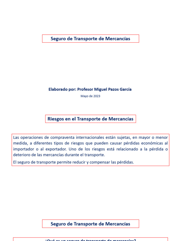 Lectura 2_Seguro de Transporte de Mercancias | PDF | Póliza de seguros ...