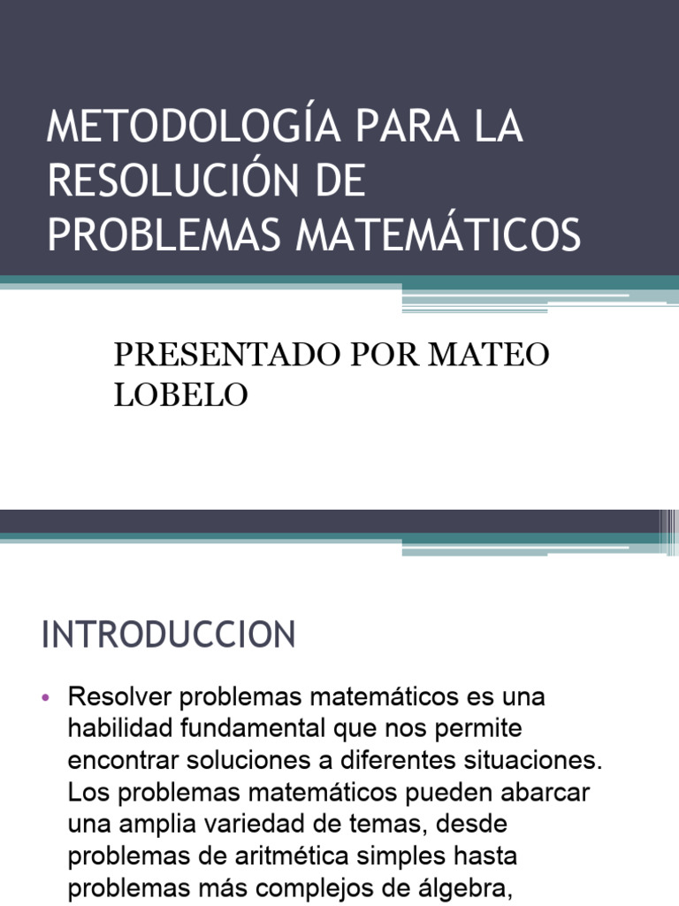 Metodología para Resolver Problemas Matemáticos | PDF | Toma de ...