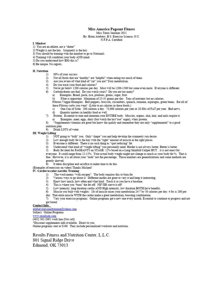 Miss America Fitness & Nutrition Guide | PDF | Foods | Aerobic Exercise