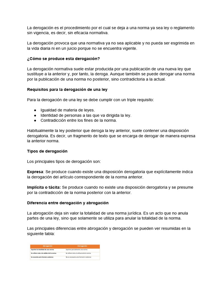 Derogación Normativa: Tipos y Requisitos | PDF