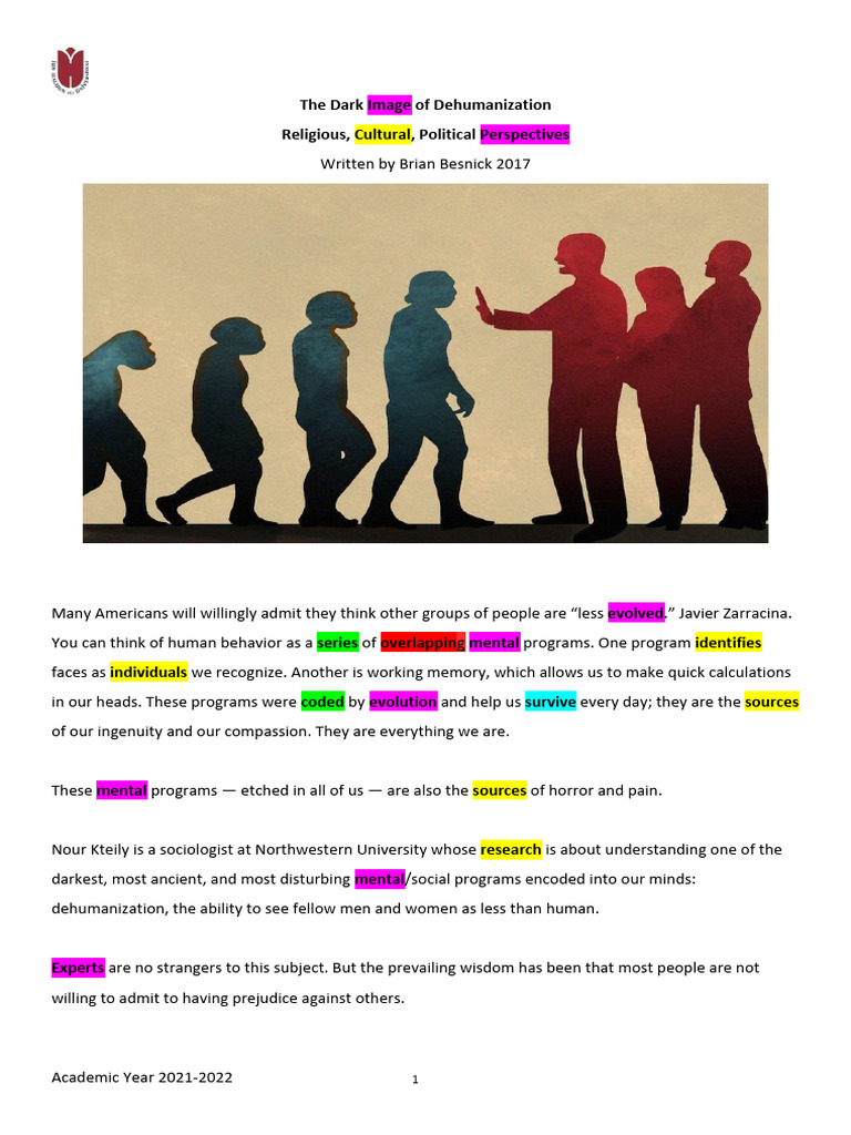 The Dark Image of Dehumanization | PDF | Islamophobia | Discrimination & Race Relations