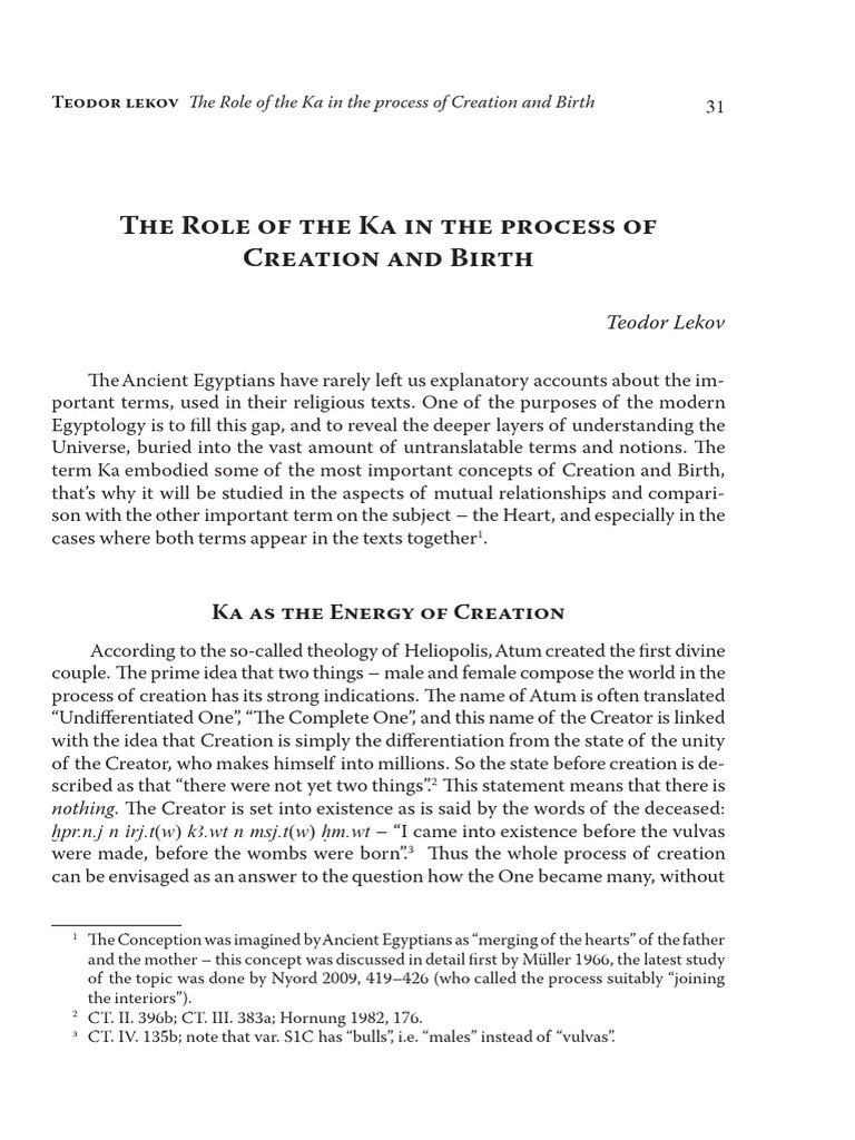 The Role of The Ka in The Process of Cre | PDF | Creator Deity