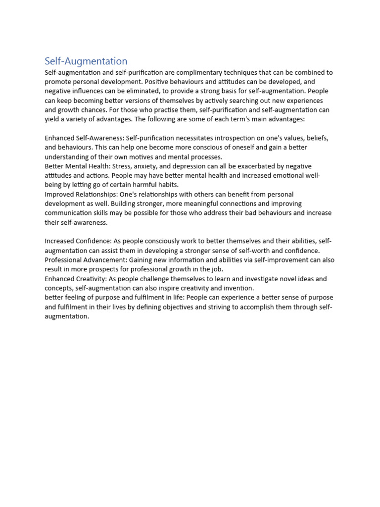 Self Augmentation | PDF