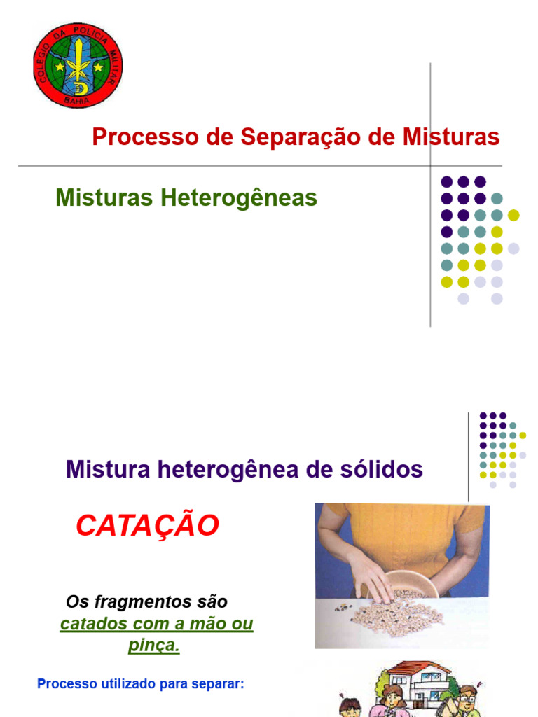 Métodos de Separação de Misturas | PDF | Materiais | Processos de separação
