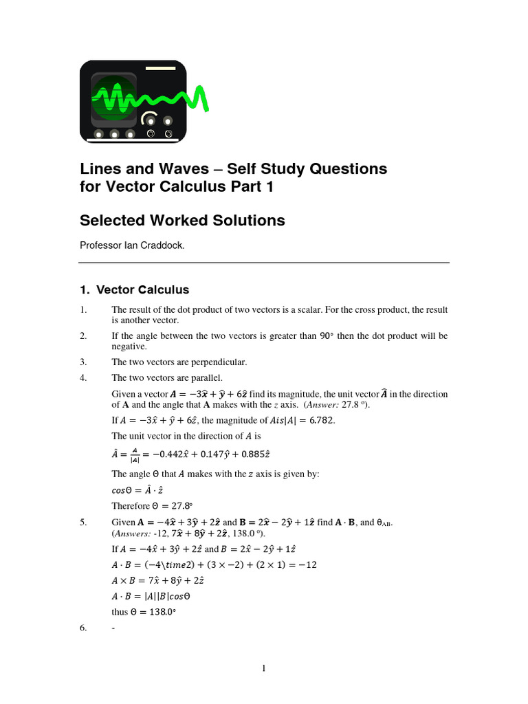 2 Solutions Vector - Calculus 1-2021 | PDF | Euclidean Vector | Vector Calculus
