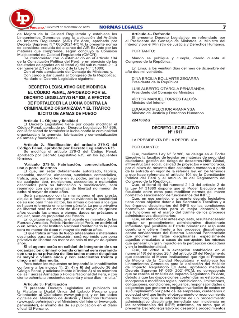 Decreto Legislativo 1617 | PDF | Mandato | Castigos