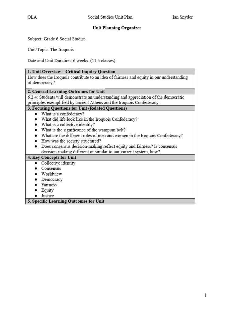 ps2 Ola Social Studies 6 Unit | PDF | Consensus Decision Making | Iroquois
