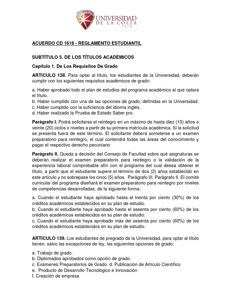 Requisitos_de_Grado_Acuerdo_1618_Reglamento_Estudiantil | PDF ...