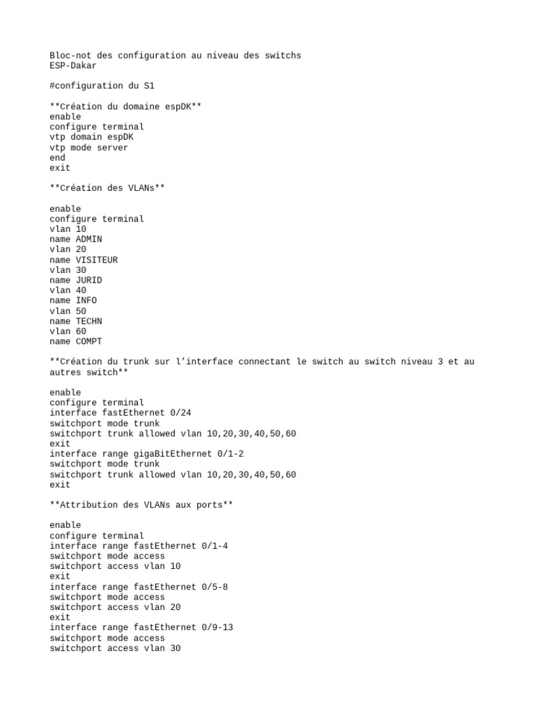 Config Switch | Download Free PDF | Computer Network | Ethernet