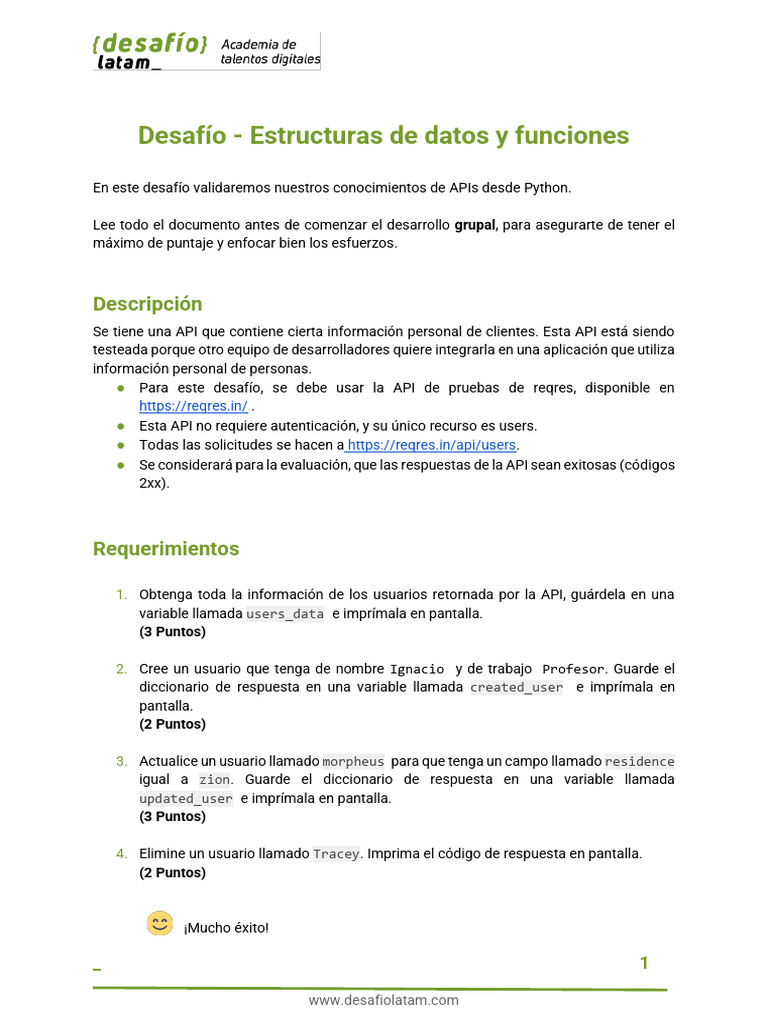 Desafío API: Manejo de Usuarios en Python | PDF