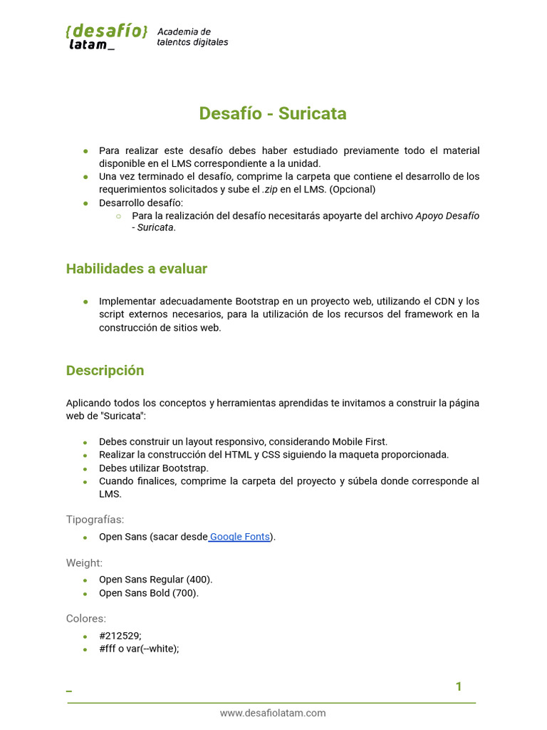 01 o Desafío Guiado - Suricata | PDF | Bootstrap (marco frontal) | Red mundial