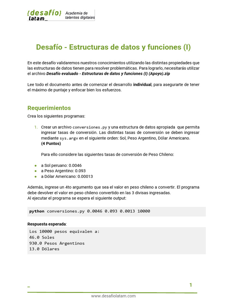 01 D Desafío Evaluado - Estructuras de Datos y Funciones I | PDF | Python (lenguaje de ...