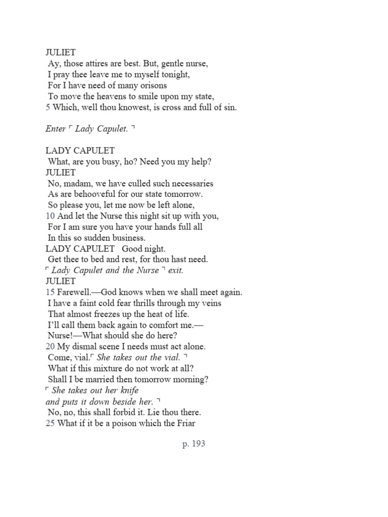 Juliet's Soliloquy Before the Potion | PDF | Characters In Romeo And Juliet