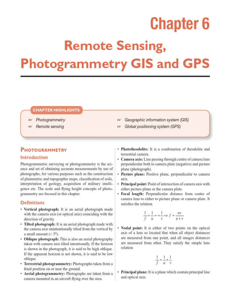 Remote Sensing, Photogrammetry Gis and Gps | PDF | Imaging | Geographic ...