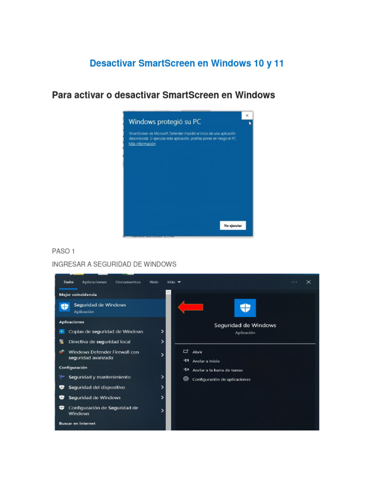 Desactivar SmartScreen en Windows 10 y 11 | PDF