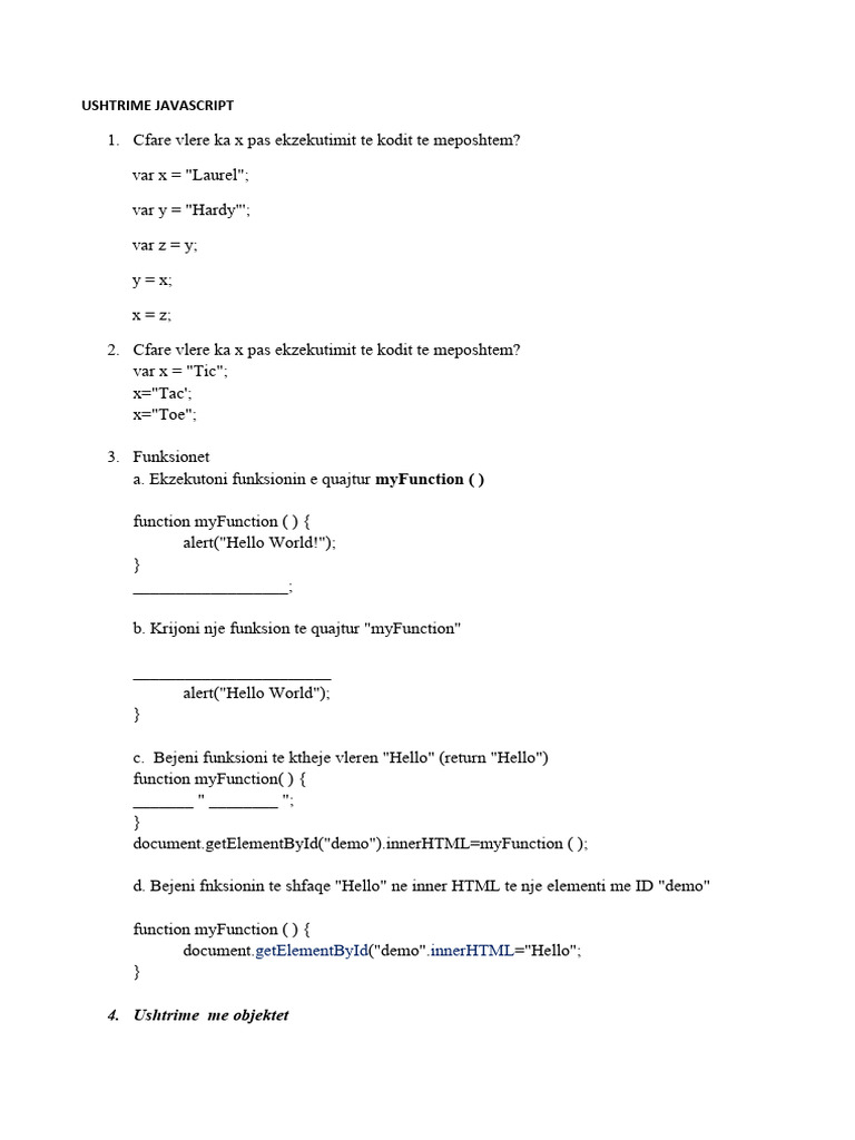 Ushtrime Javascript | PDF