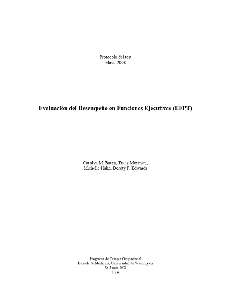 Protocolo del Test EFPT en Terapia Ocupacional | PDF | Cheque | Terapia ...