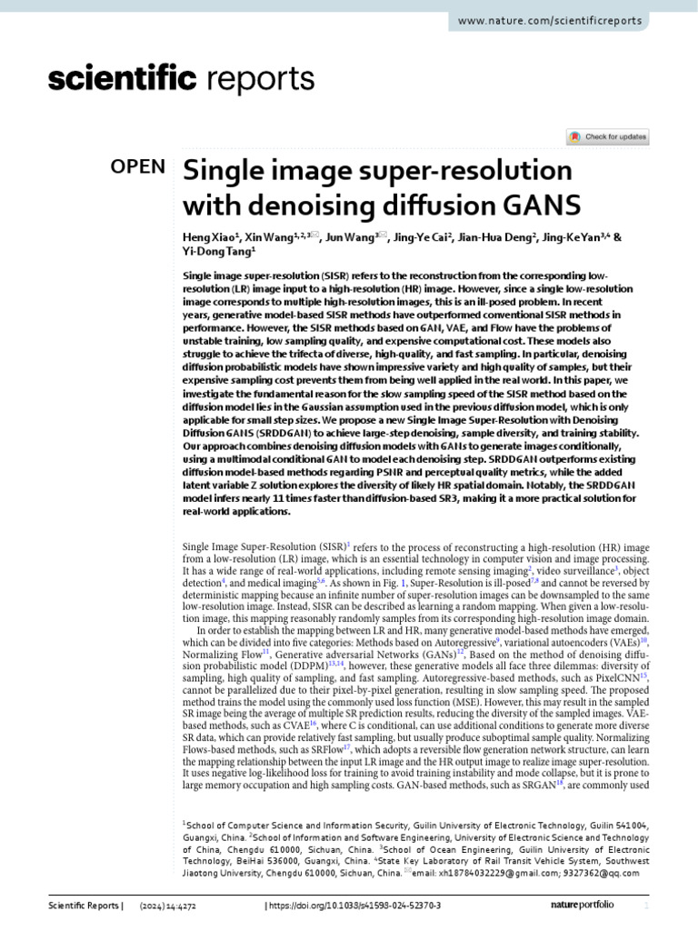 Super-Resolution with Denoising Diffusion GANs | PDF | Normal ...