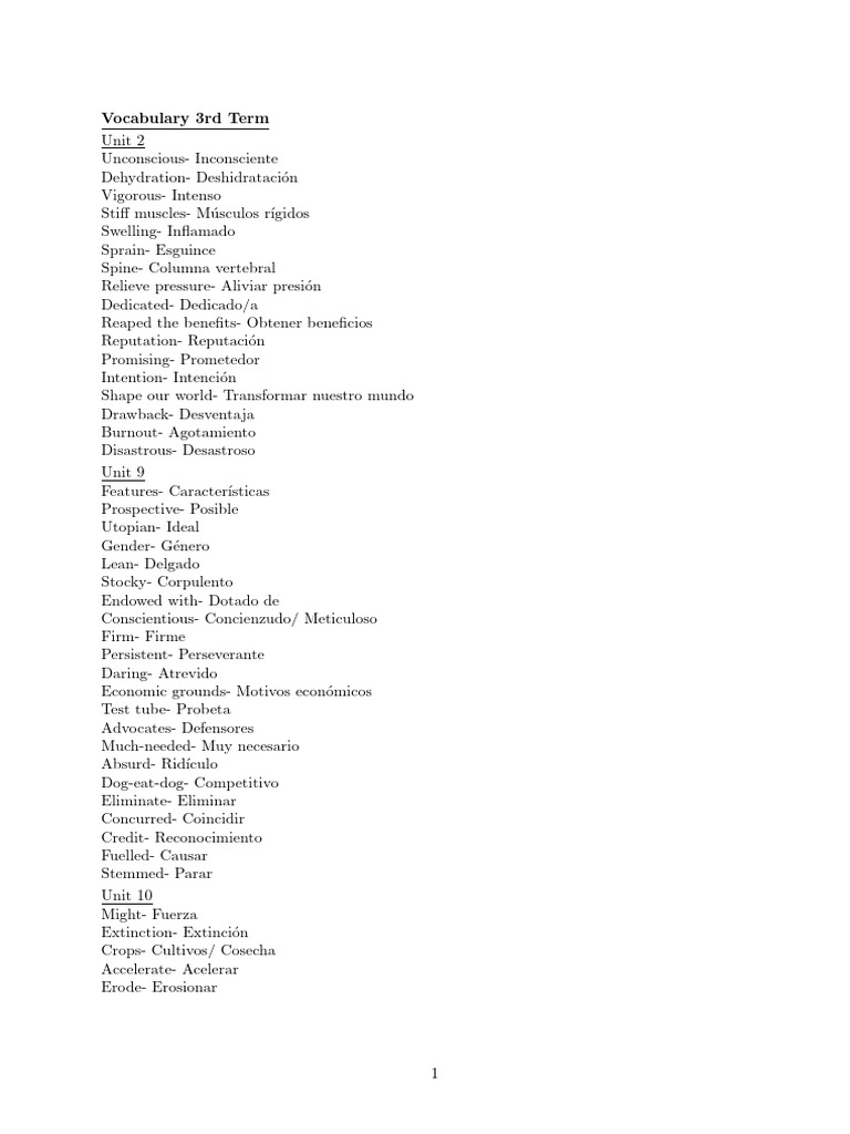Vocabulary: English Terms Overview | PDF | Earth Sciences