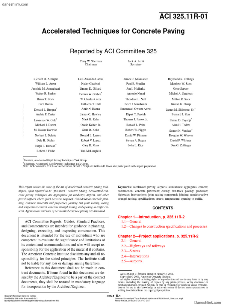 نسخة من 325.11R-01 Accelerated Techniques for Concrete Paving | PDF | Concrete | Road Surface