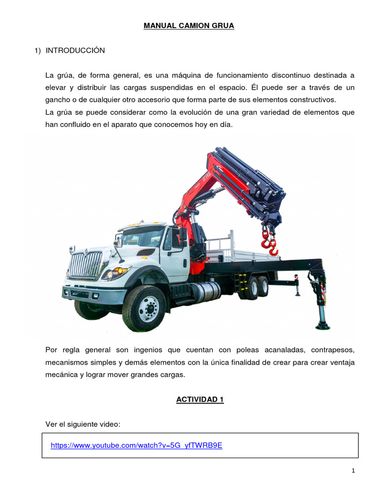 MANUAL CAMIÓN GRÚA - Parte I | PDF | Camión | Grúa (máquina)