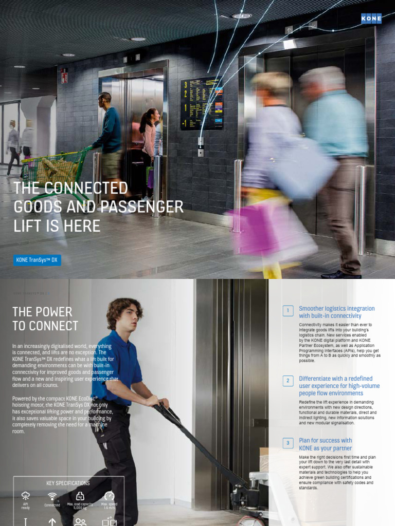 MC 8817 KONE TranSys DX-brochure A4 GBIR Tcm258-86410 | PDF | Elevator | Green Building
